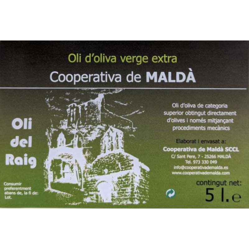 Oli d'oliva verge extra arbequina del raig | Cooperativa de Maldà